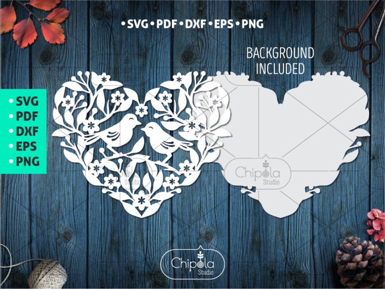 Heart Birds SVG Cut File Valentine Ornament SVG Floral Heart | Etsy