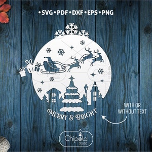 Christmas Winter Scene Decoration SVG Cut File, Round Window Decoration ...