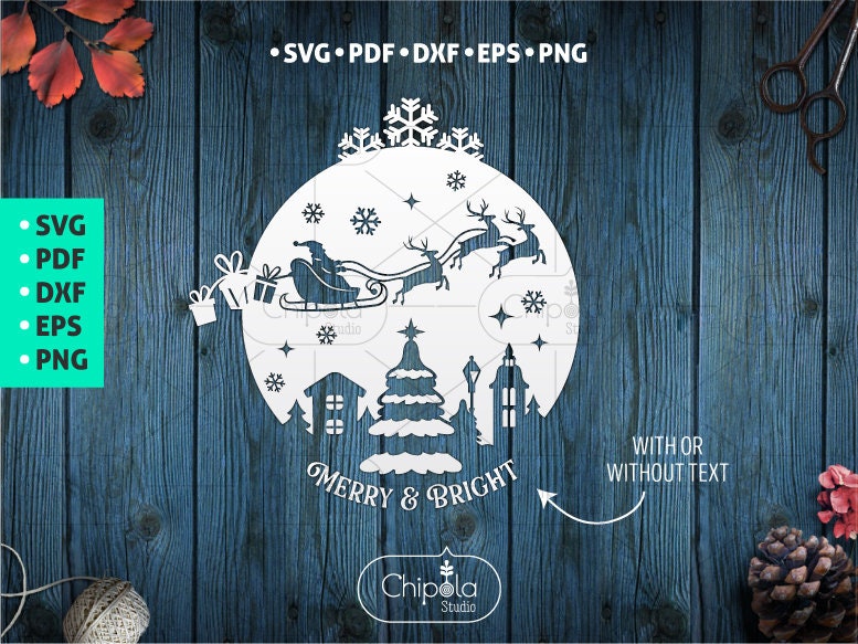 Christmas Winter Scene Decoration SVG Cut File, Round Window Decoration ...