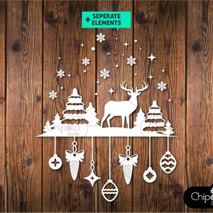 Christmas Deer Decoration SVG Cut File, Window Decoration, Winter Deer ...