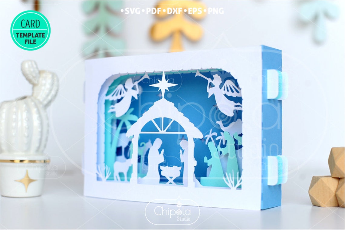 Nativity Christmas 3D Card SVG 3d SVG pop up Christmas Card | Etsy