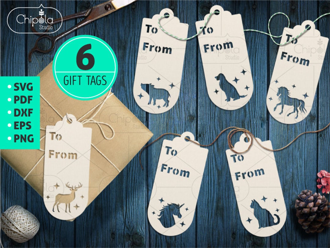 Animals Gift Tags SVG Set Bundle, Christmas Labels Cut File Template ...