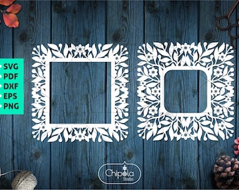 Rectangular Flowers Blank Frame SVG Set Cut File Foliage | Etsy