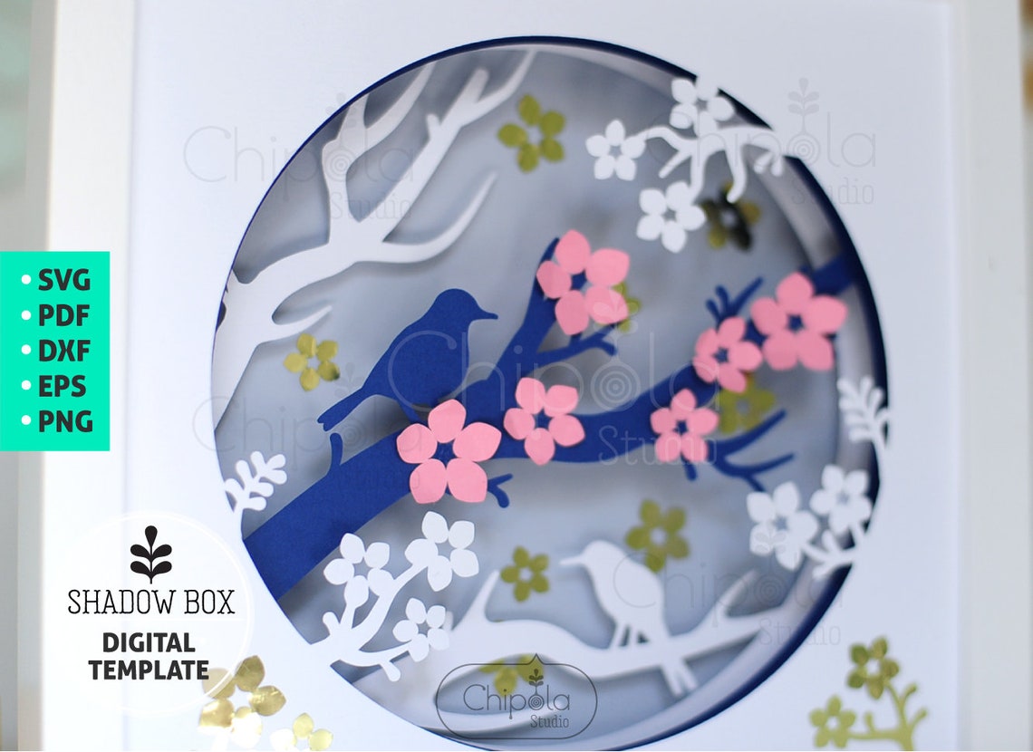 Cherry Blossom Sakura Shadow Box SVG 3d Papercut Trees and | Etsy