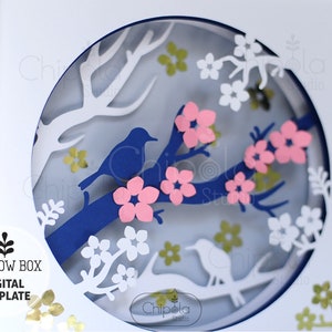 Cherry Blossom Sakura Shadow Box SVG, 3d Papercut Trees and Flowers ...