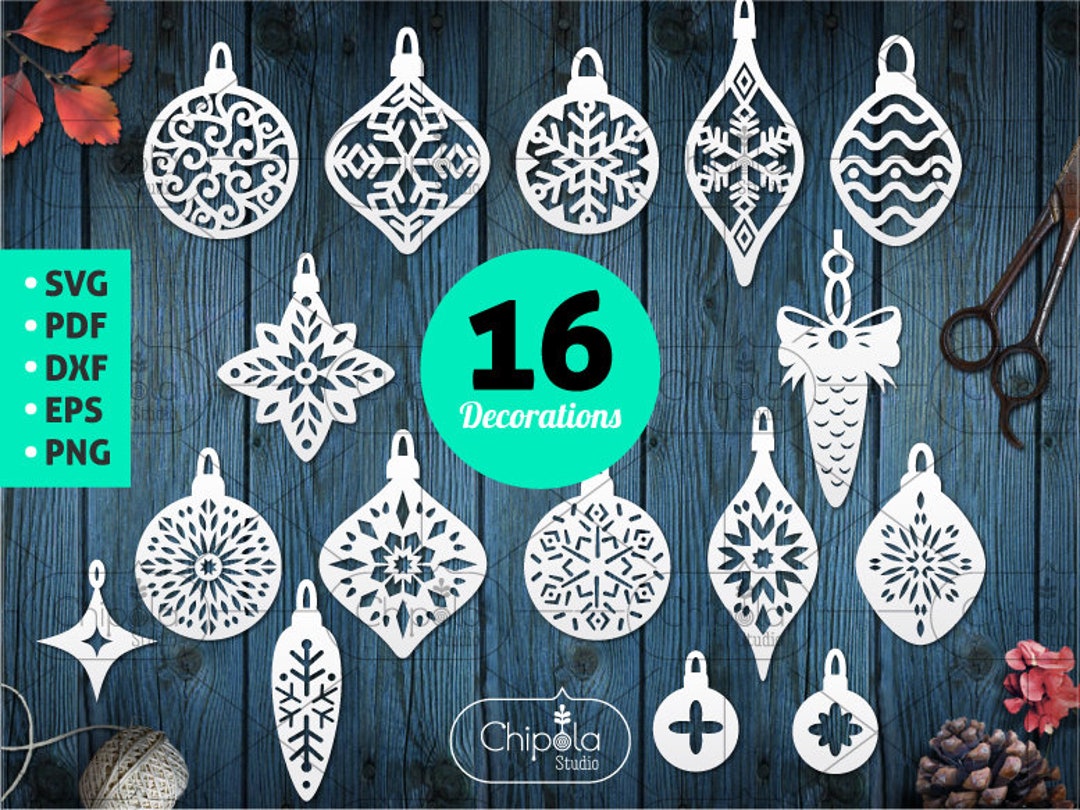 Christmas Toys Baubles Decorations SVG Set Bundle, Window Decoration ...