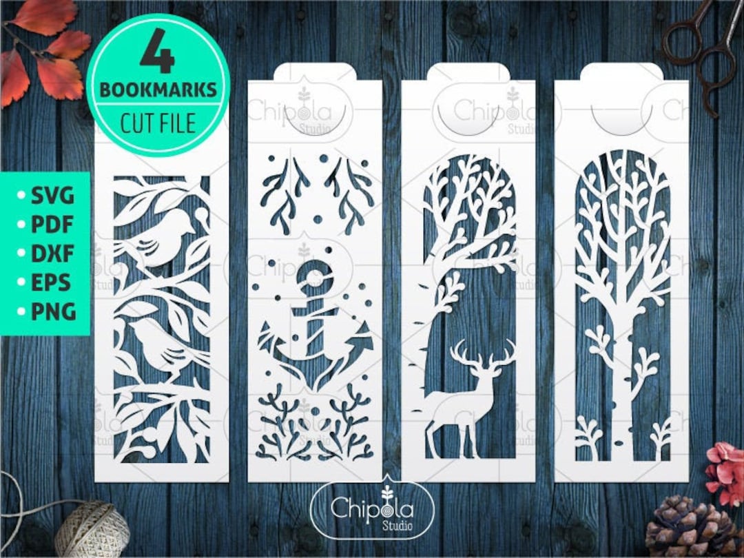 Bookmarks SVG Set Bundle, Vector Cut File, Trees, Nature, Birds ...