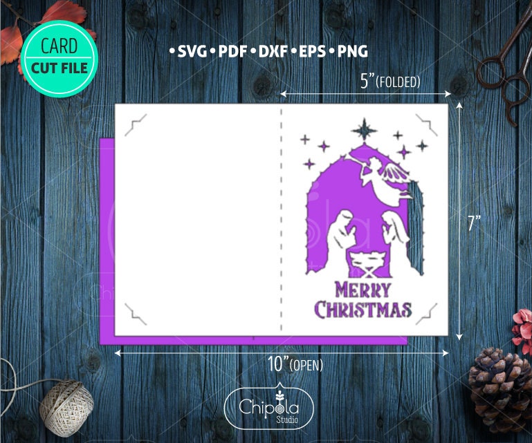 Nativity Christmas Card With Envelope SVG Merry Christmas - Etsy