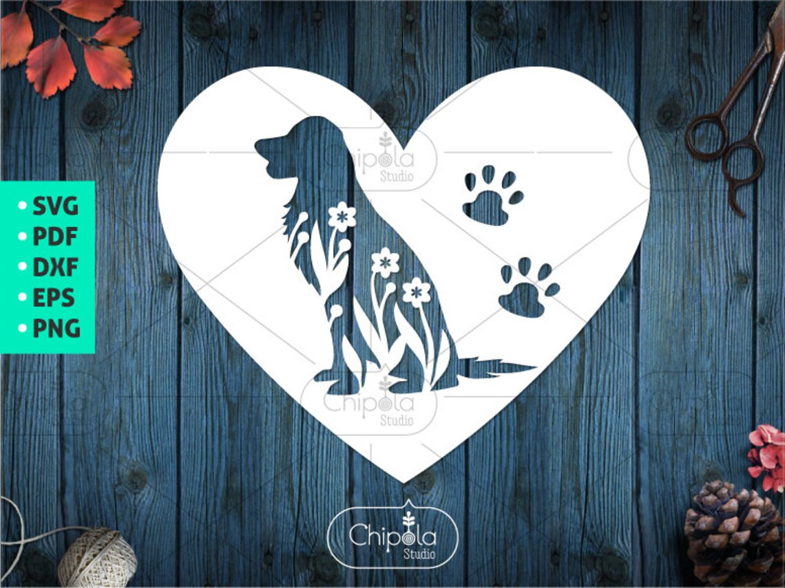 Dog Love Heart SVG Vector Cut File Floral Heart Papercut Dog - Etsy