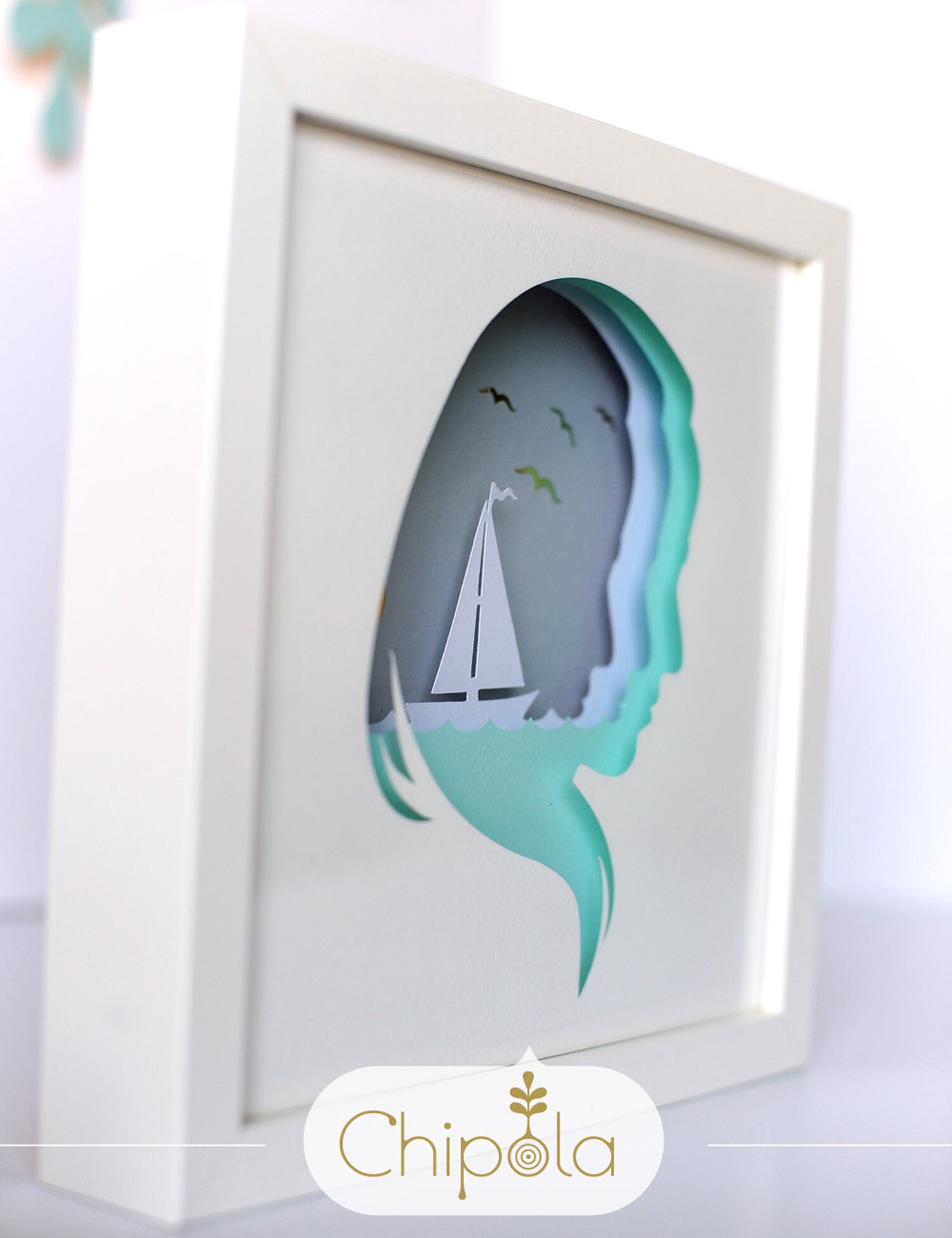 Woman Portrait Sea Shadow Box SVG 3d Papercut SVG Layered | Etsy