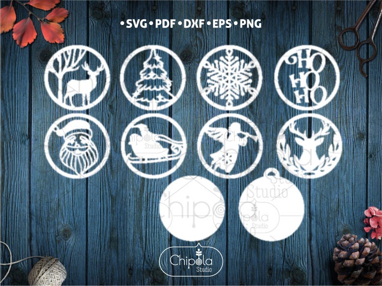 Christmas Round Magnets SVG Set, Winter Ornaments Bundle, Layered ...