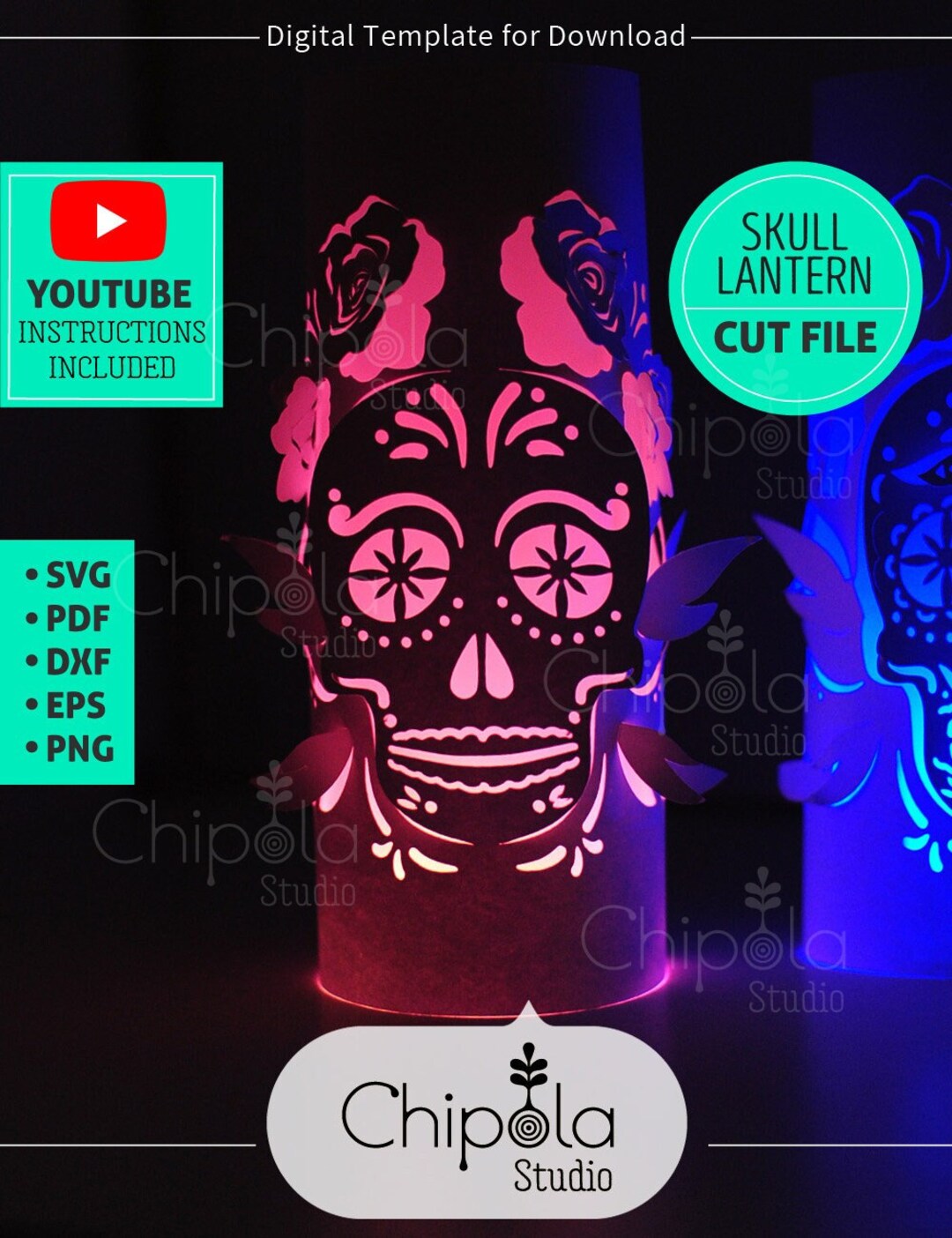 Skull Lantern SVG Cut Files 3D Cutting File, Day of the Dead Lantern ...