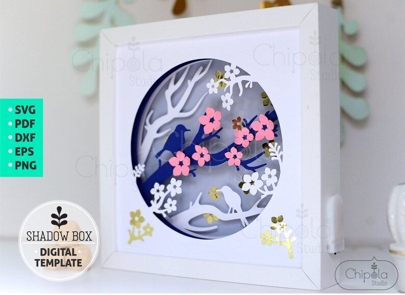 Cherry Blossom Sakura Shadow Box SVG, 3d Papercut Trees and Flowers ...