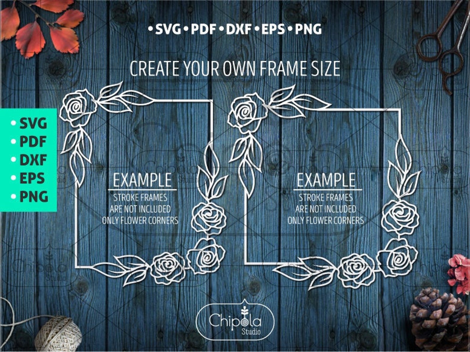 Rose Corners SVG Set Cut File Frame Flowers Vector Template - Etsy