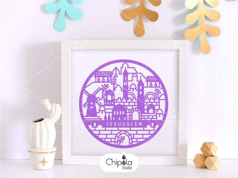 Jerusalem Round Plate SVG Vector Cut File Ancient City Hand - Etsy