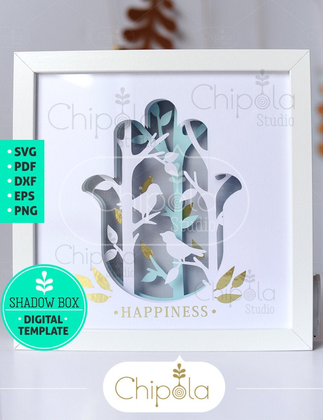 Hamsa Shadow Box SVG, 3d Papercut SVG Luck Amulet Layered Paper Art ...