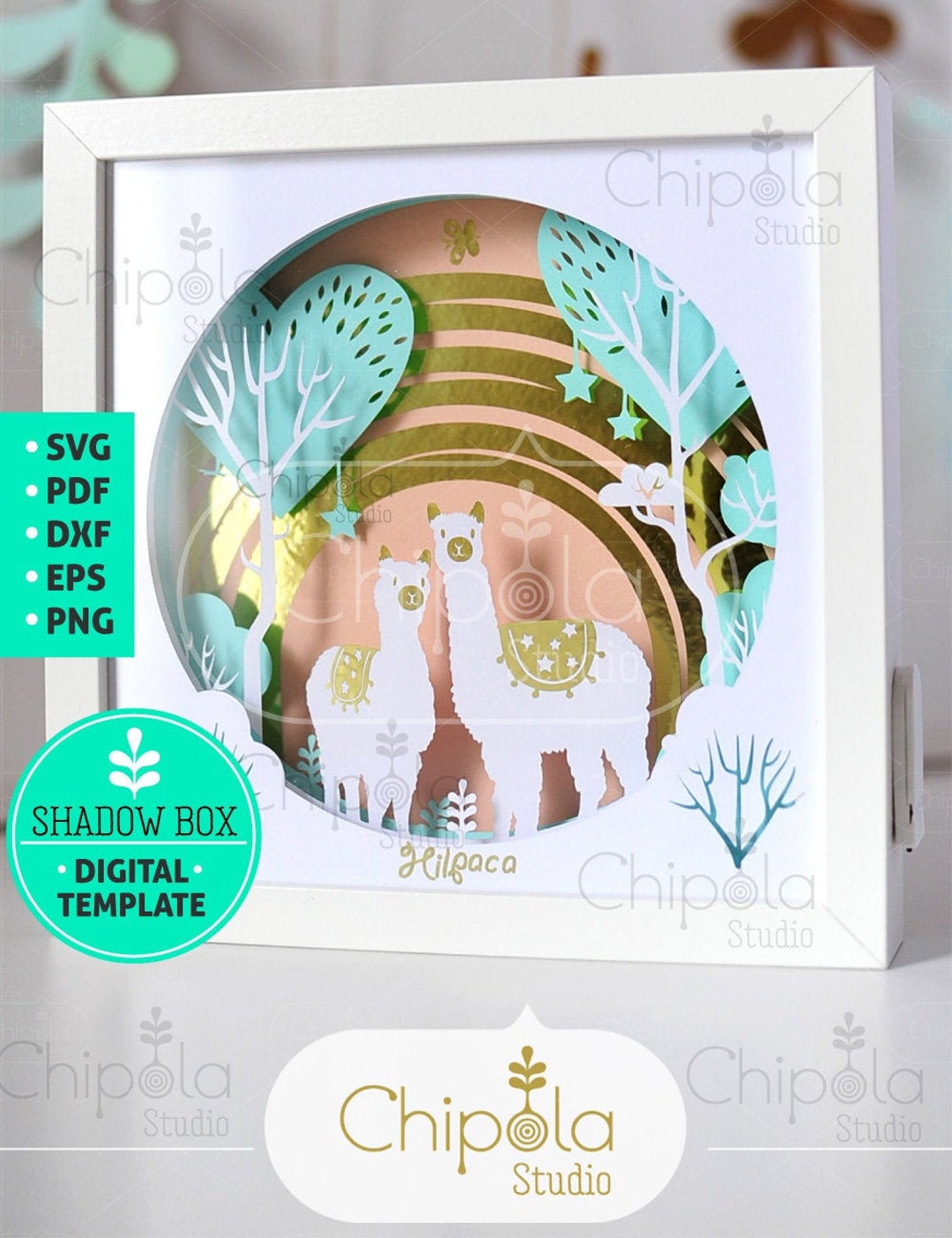 Alpaca Shadow Box SVG, 3d Papercut SVG, Layered Paper Art Template ...