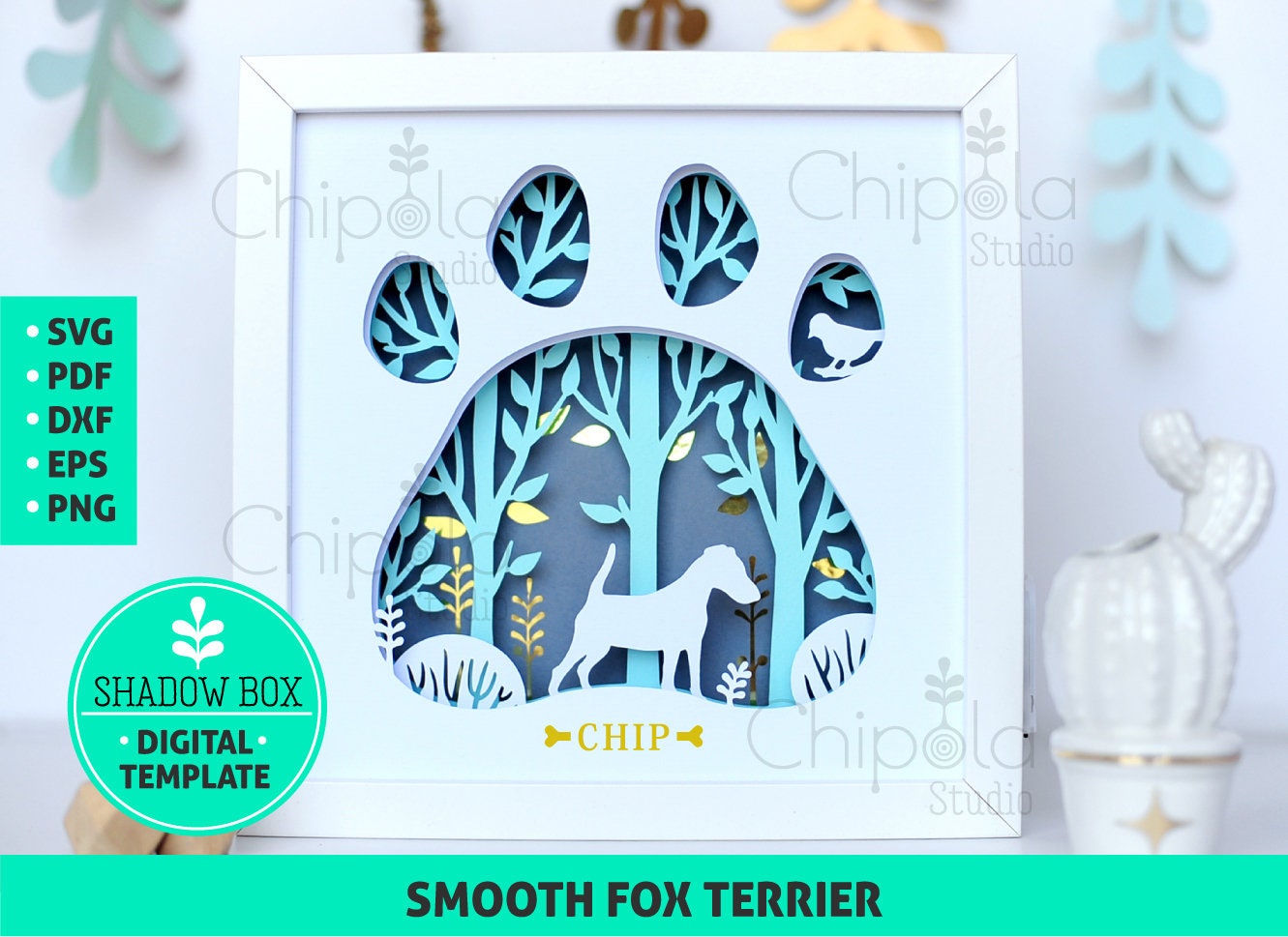 Smooth Fox Terrier Dog breed Shadow Box SVG 3d papercut SVG | Etsy