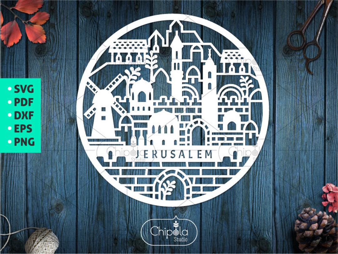 Jerusalem Round Plate SVG Vector Cut File, Ancient City Hand Papercut ...