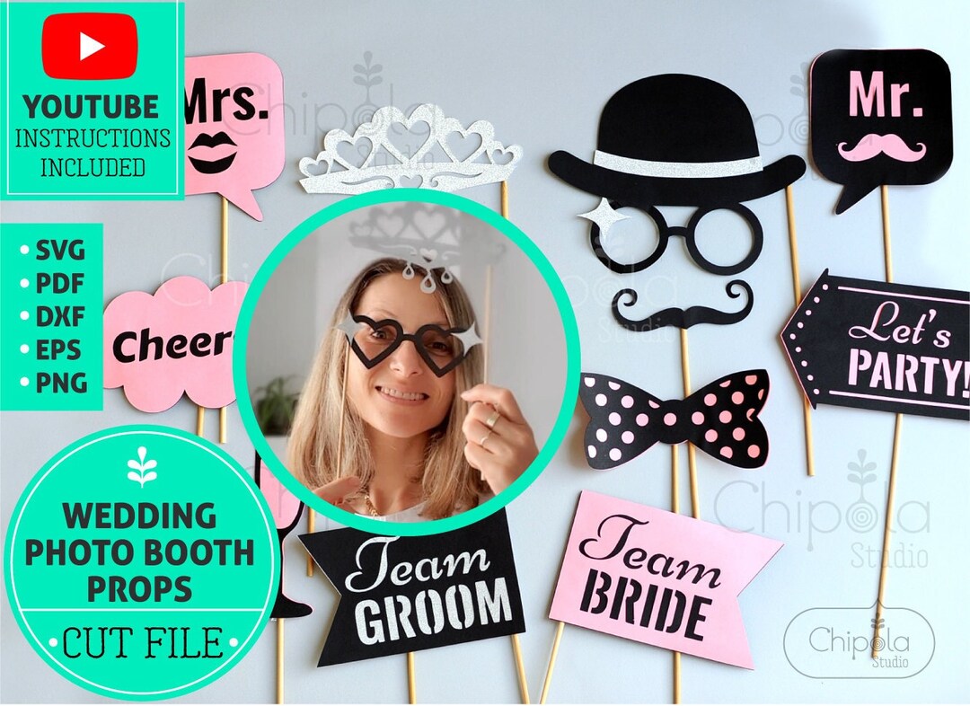 Wedding Photo Props , Wedding Decoration SVG, Downloadable Template ...