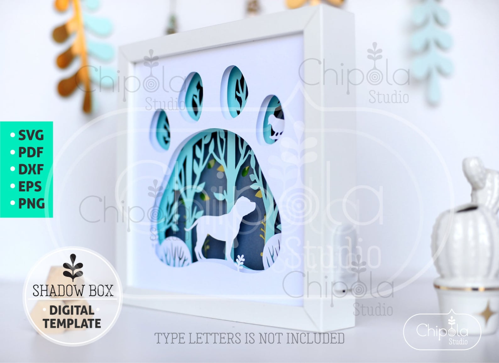Staffordshire Bull Terrier Dog Breed Shadow Box SVG, 3d Papercut SVG ...