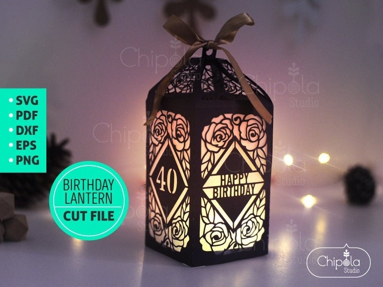 Birthday Roses Lantern, Custom Name and Age Centerpiece Table ...