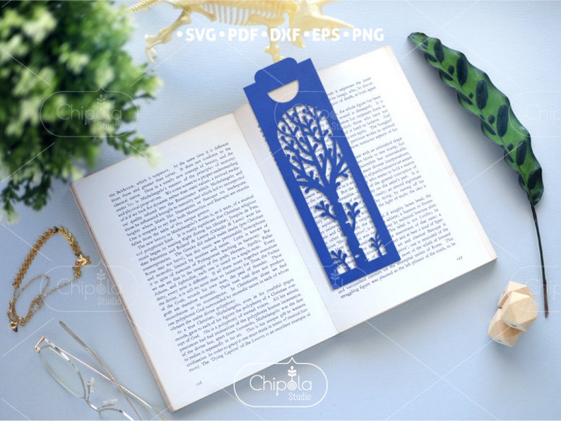Bookmark With Tree SVG Vector Cut File Nature Papercut | Etsy