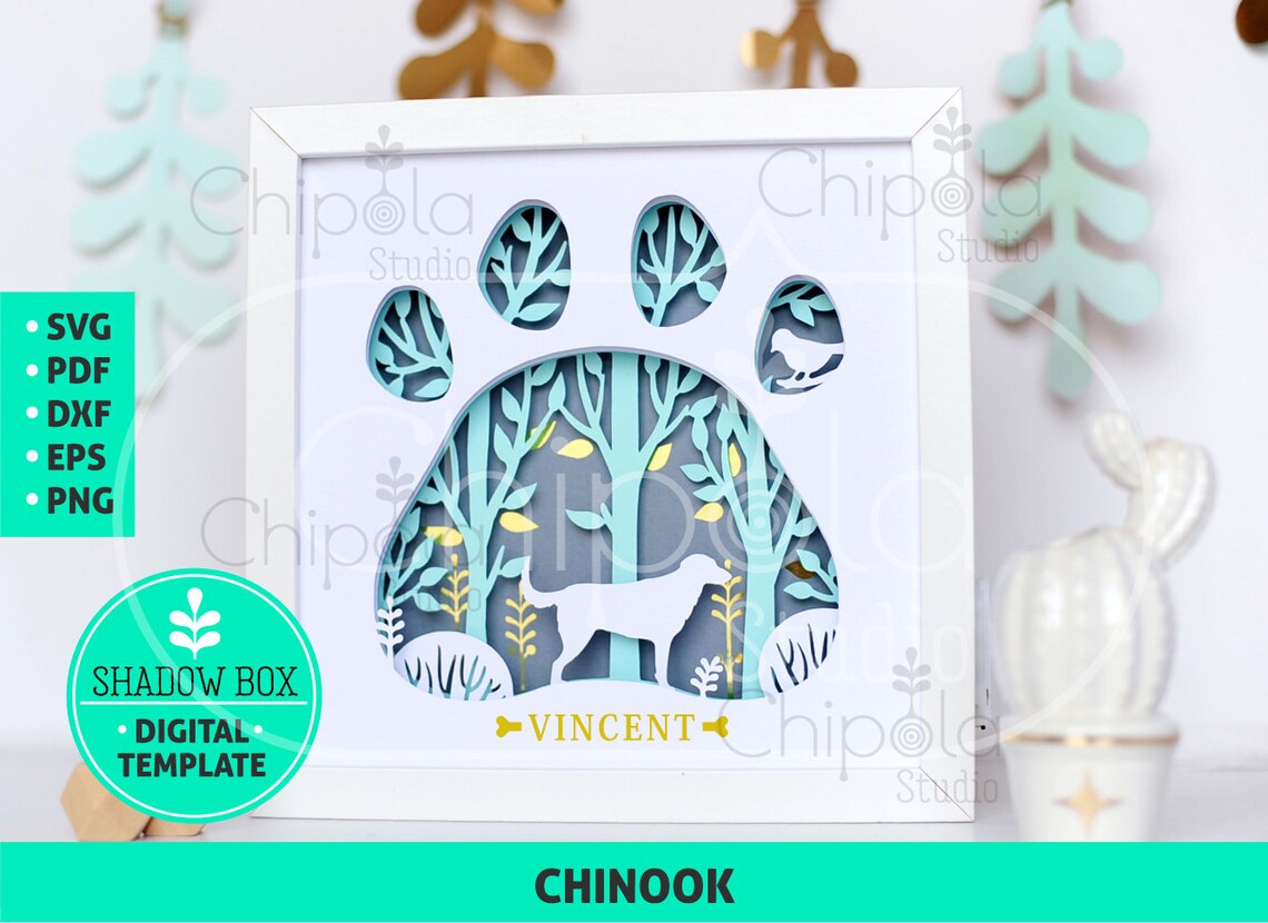 Chinook Dog Breed Shadow Box SVG, 3d Papercut SVG, Layered Paper Art ...