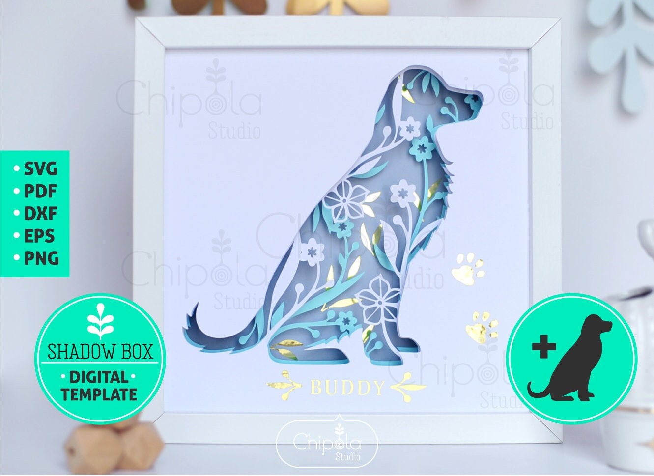 Dog With Flowers Shadow Box SVG, 3d Papercut, Layered Paper Art ...