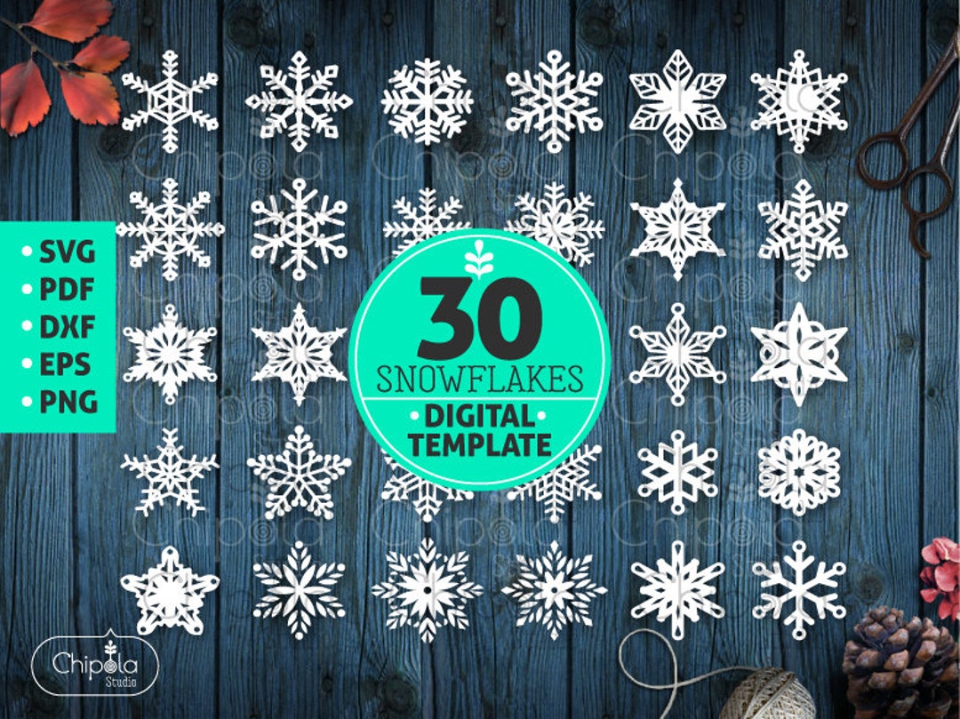30 Snowflakes Set SVG Cut File, Christmas Decoration SVG, Snowflakes ...