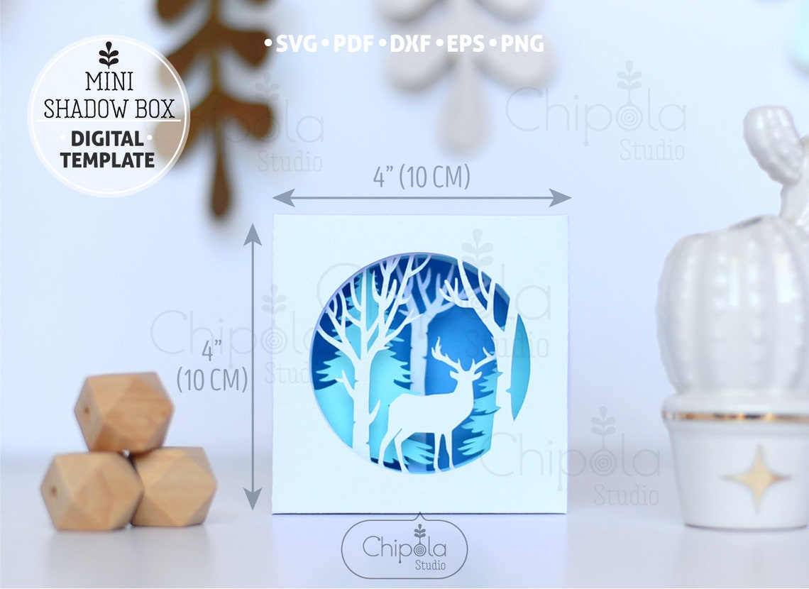 Mini Layered Shadow Box SVG With Deer 3d Papercut Template - Etsy Canada