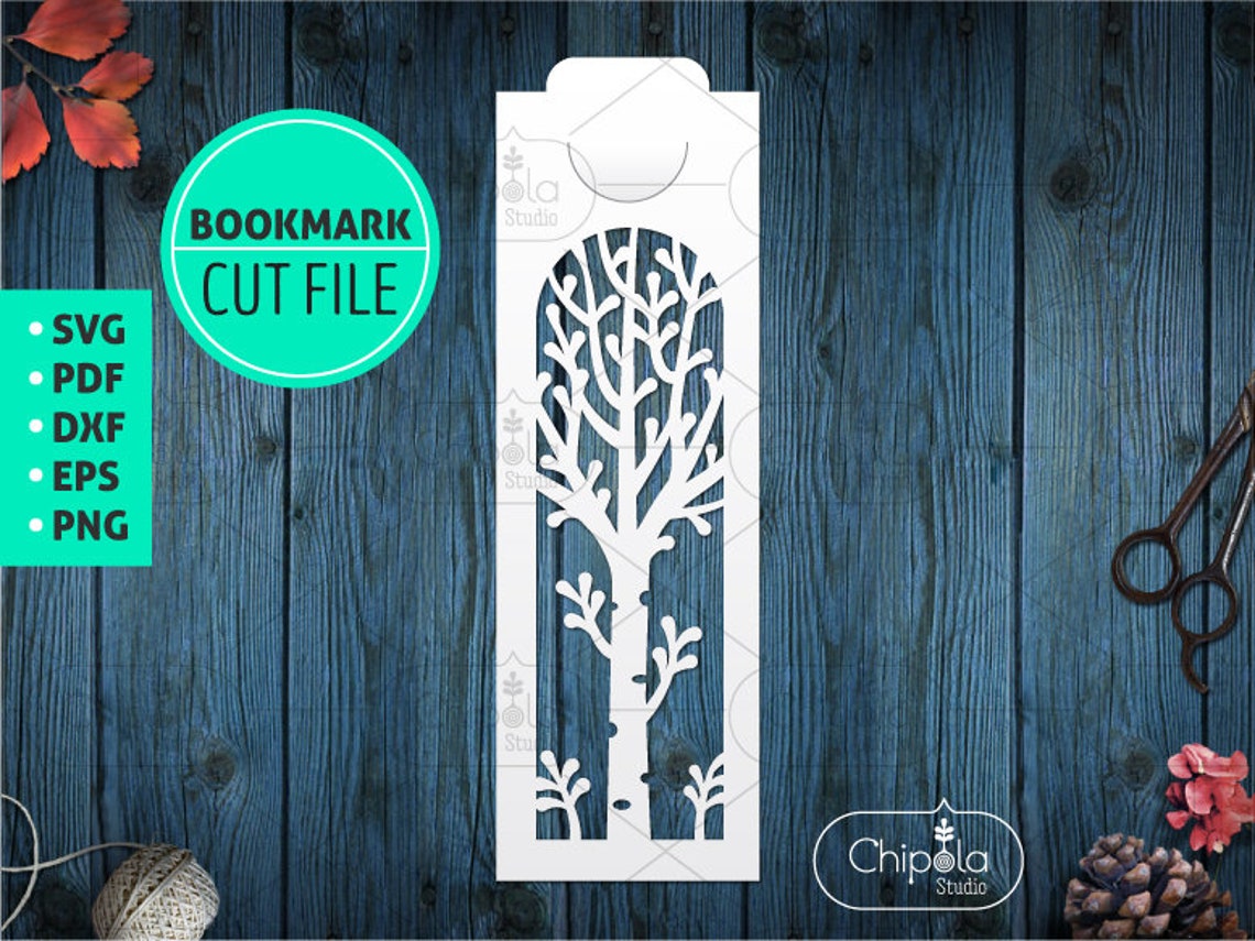 Bookmark With Tree SVG Vector Cut File Nature Papercut | Etsy