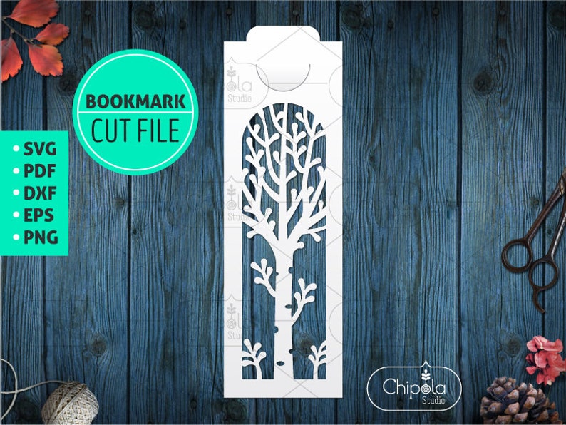 Bookmark With Tree SVG Vector Cut File Nature Papercut | Etsy