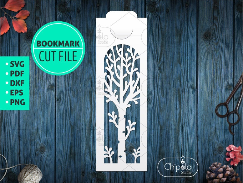Bookmark With Tree SVG Vector Cut File Nature Papercut | Etsy