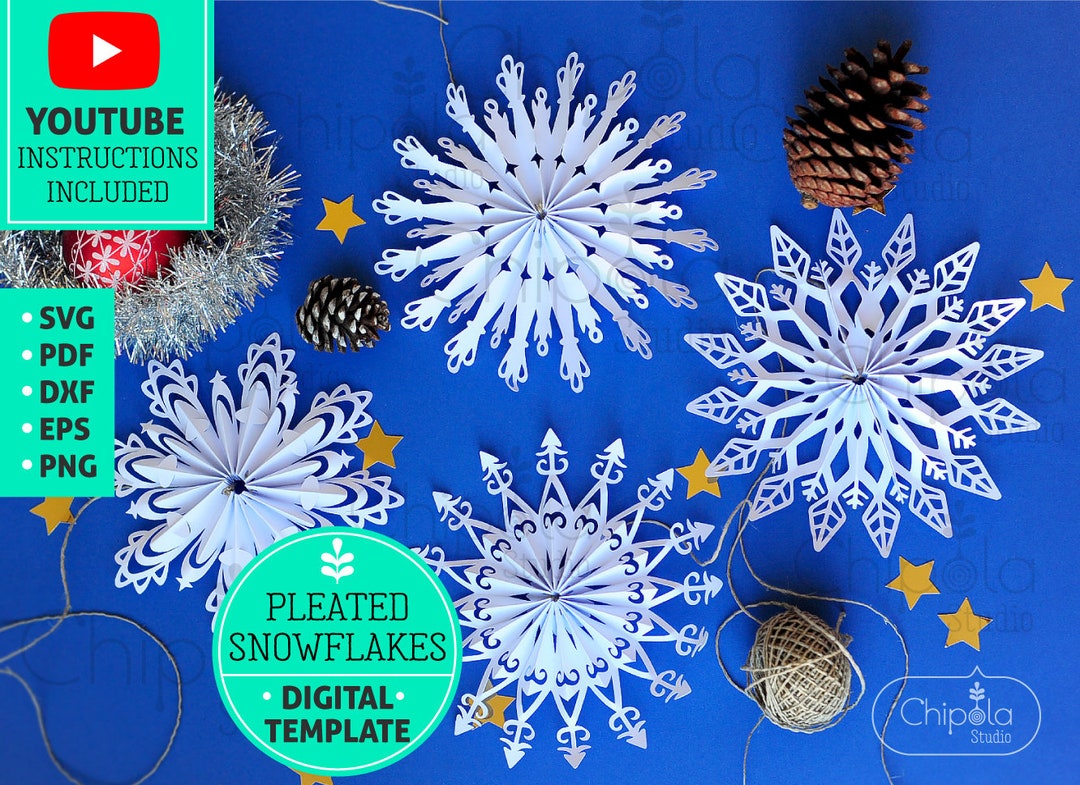Pleated 3D Snowflakes Christmas Decorations SVG, Paper Snowflakes ...
