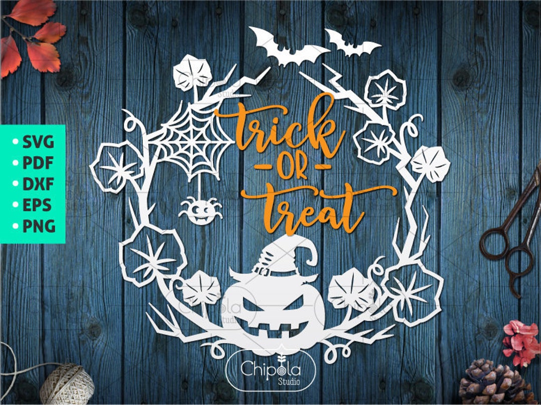 Halloween Wreath SVG Cut File, Ornament Decoration Spooky Pumpkin ...