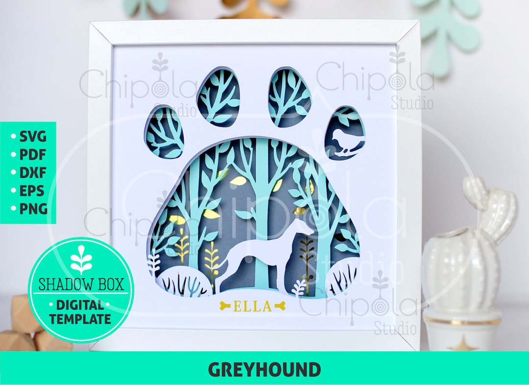 Greyhound Dog Breed Shadow Box SVG, 3d Papercut SVG, Layered Paper Art ...
