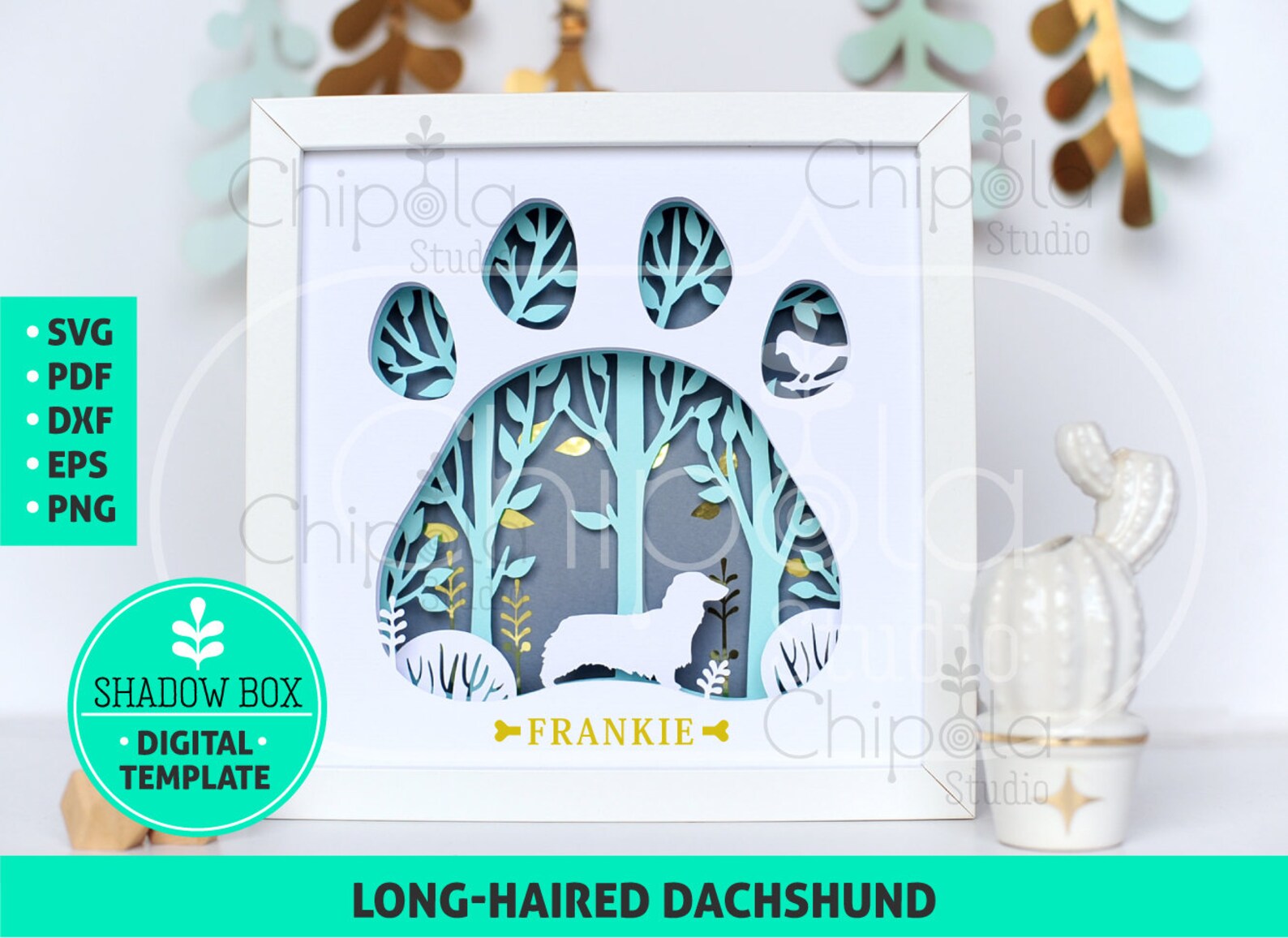 Long-haired-dachshund Dog Shadow Box SVG 3d Papercut SVG - Etsy