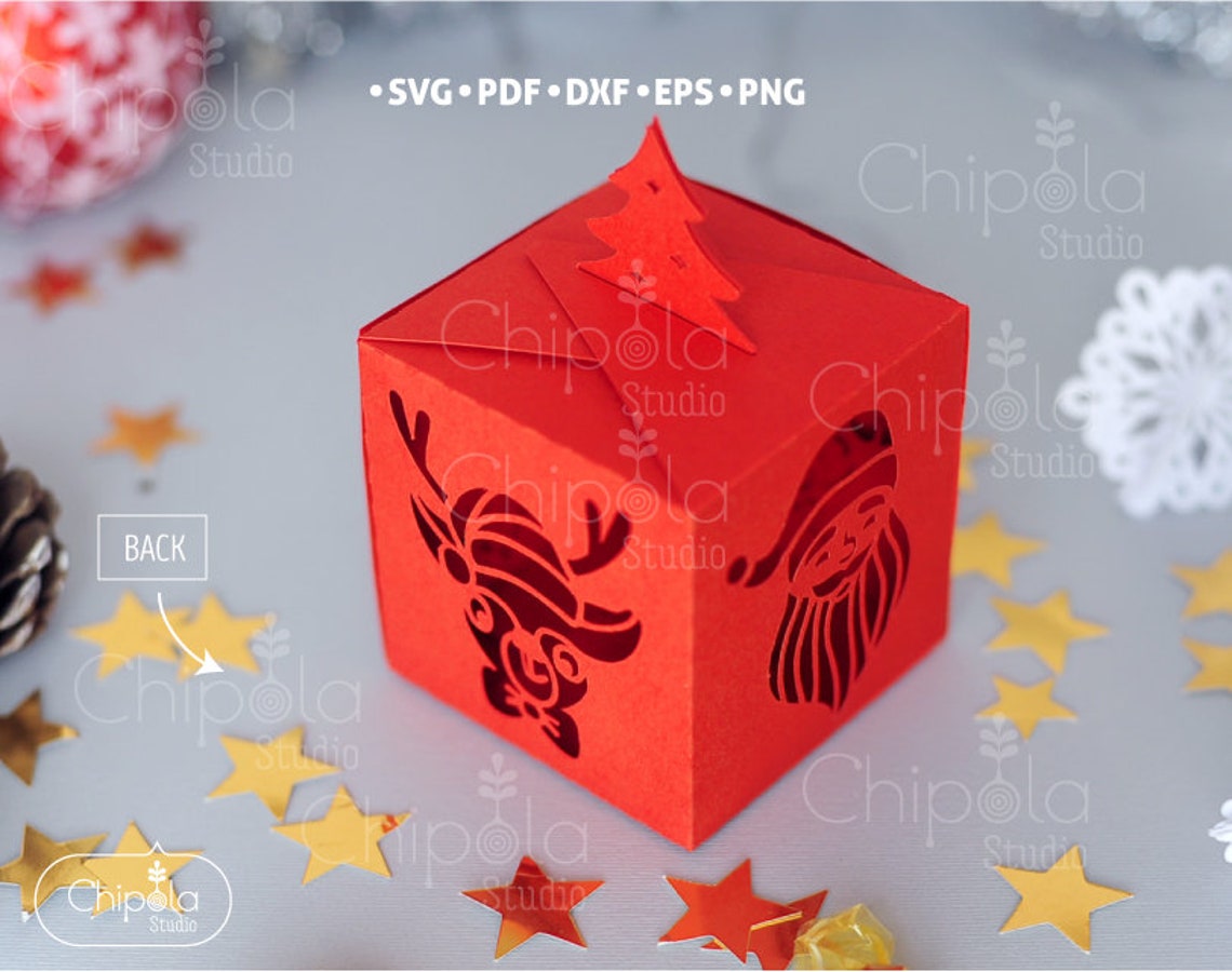 Christmas Santa Favor Box SVG 3D Paper Model Template With | Etsy