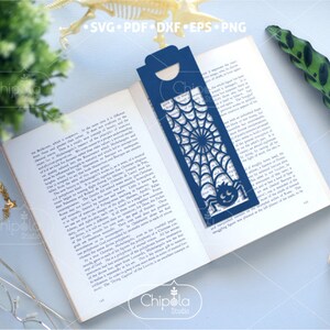 Spider Web Bookmark SVG, Vector Cut File, Halloween Cute Papercut ...