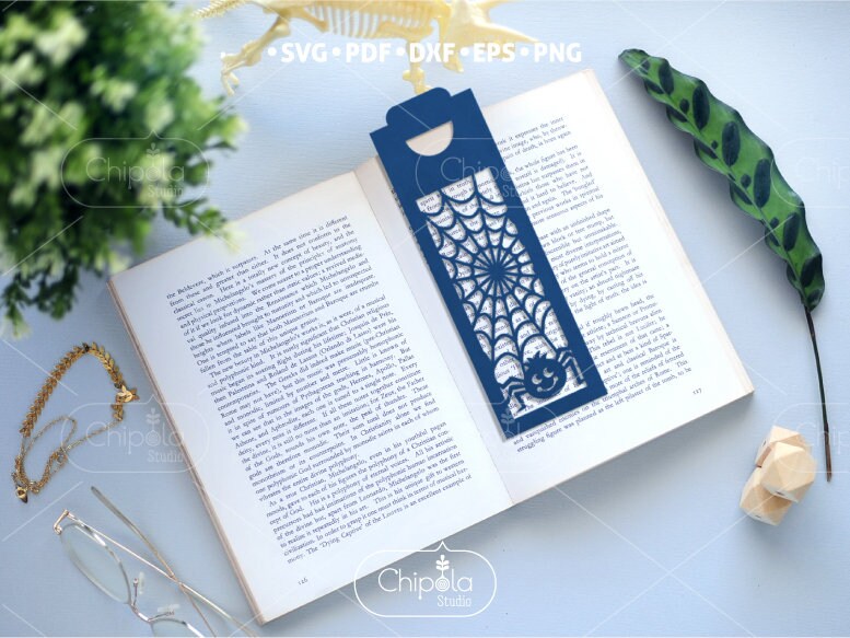 Spider Web Bookmark SVG, Vector Cut File, Halloween Cute Papercut ...