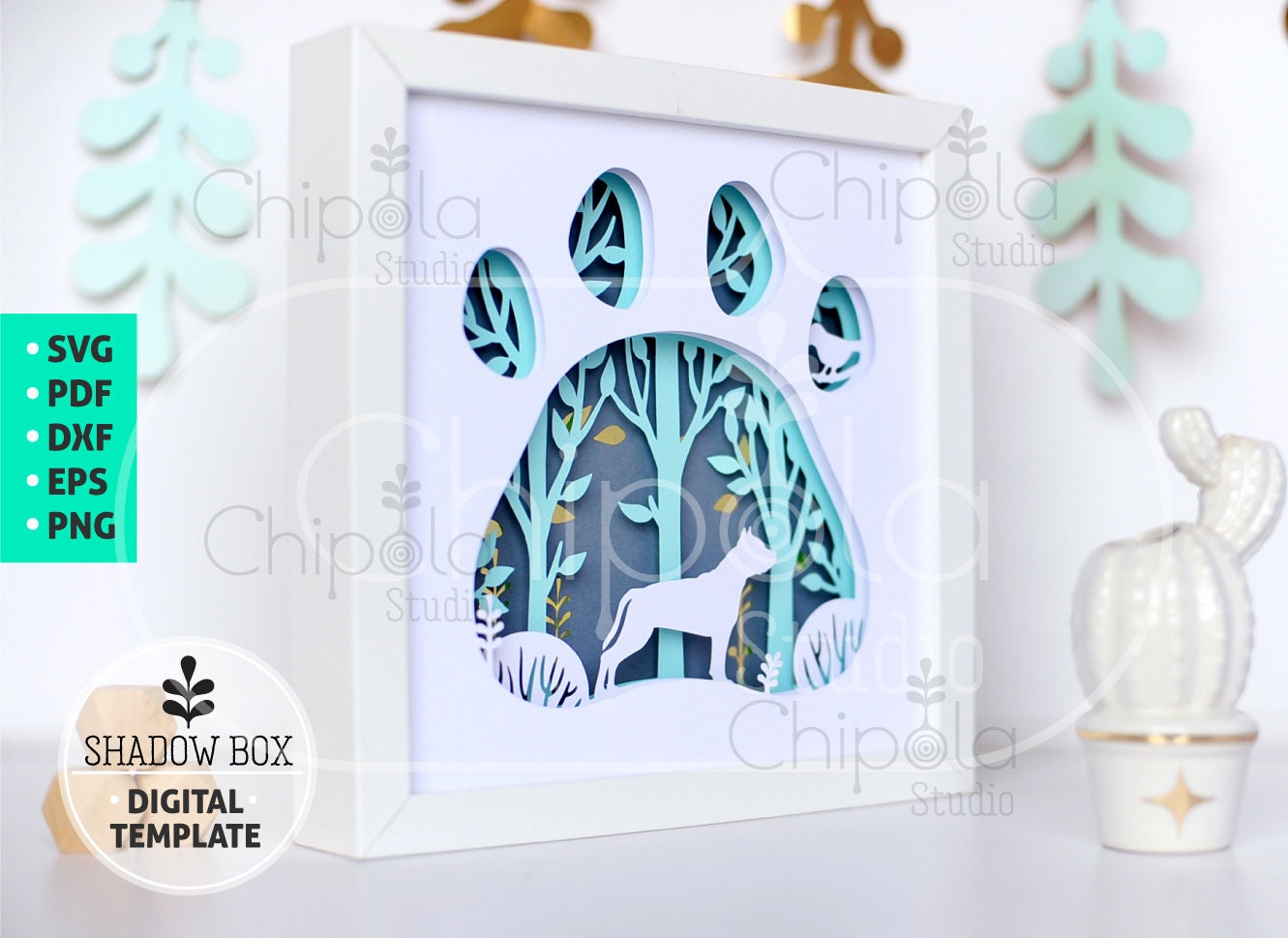 American Staffordshire Terrier Dog Breed Shadow Box SVG 3d | Etsy