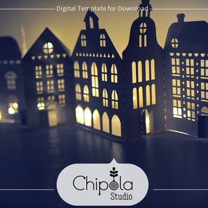 Christmas Town Decoration SVG Cut File, Christmas Village, Paper ...