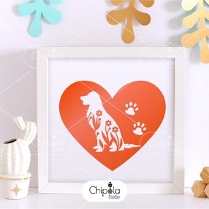 Dog Love Heart SVG Vector Cut File, Floral Heart Papercut, Dog Lovers ...
