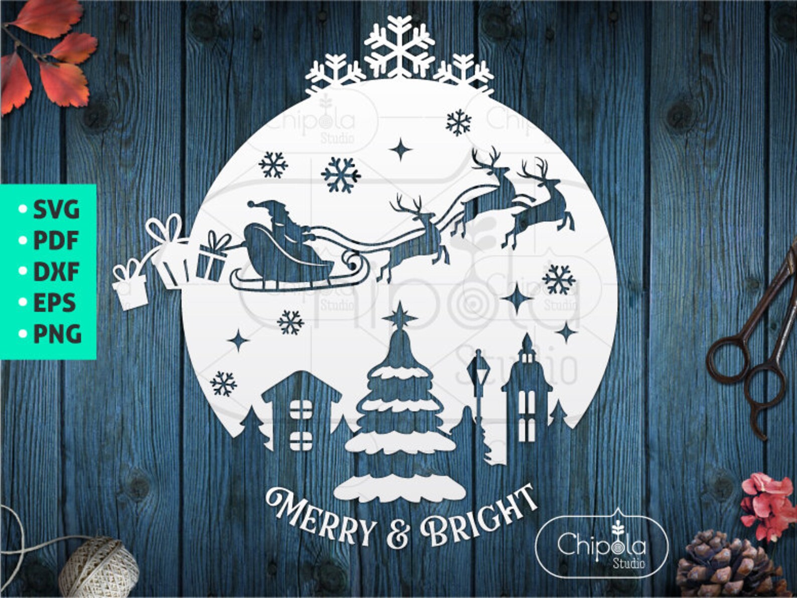 Christmas Winter Scene Decoration SVG Cut File Round Window | Etsy