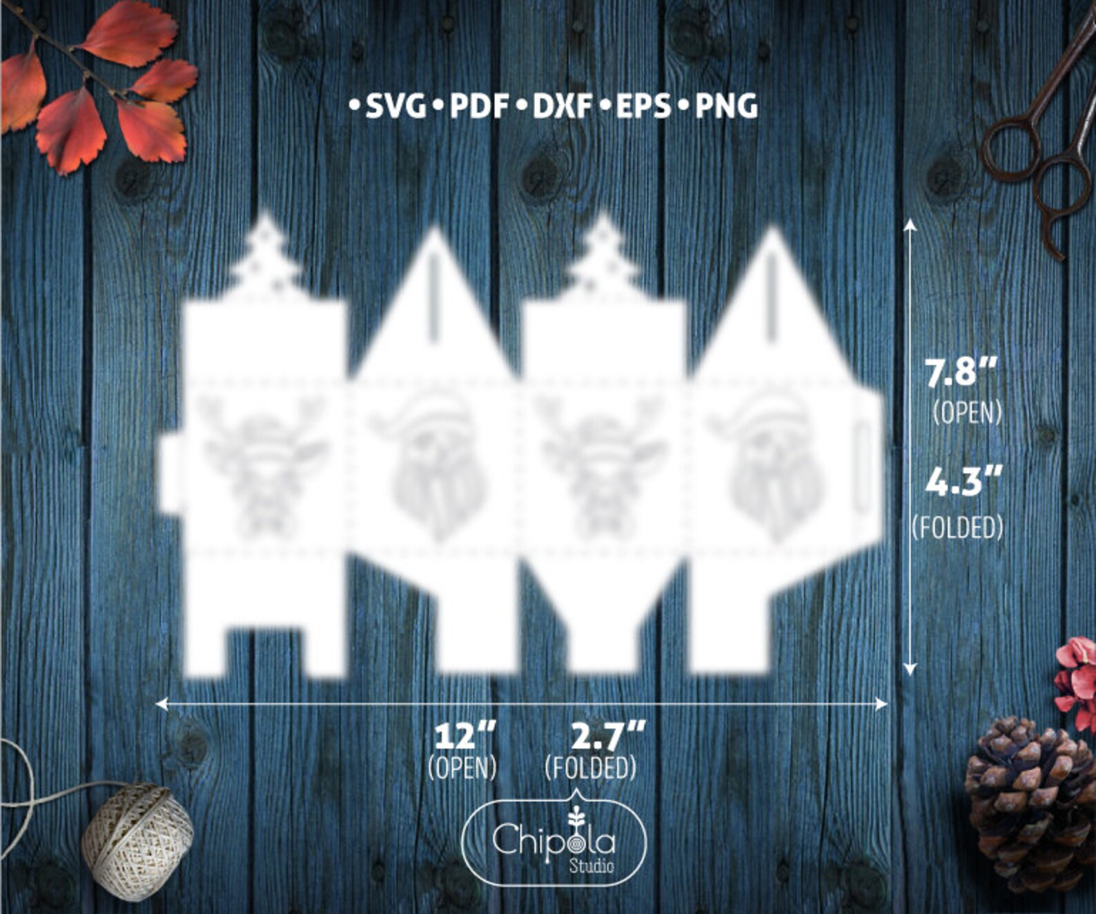 Christmas Santa Favor Box SVG, 3D Paper Model Template With Santa and ...