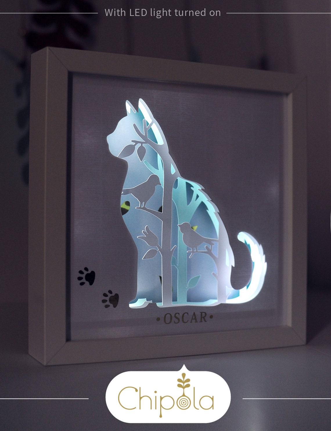 Cat Shadow Box SVG 3d papercut SVG modello di carta a strati | Etsy