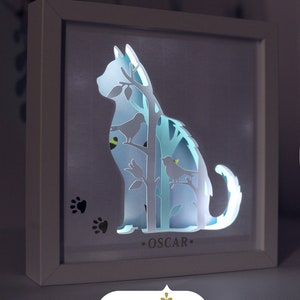 Cat Shadow Box SVG, 3d Papercut SVG, Layered Paper Art Template, Scroll ...
