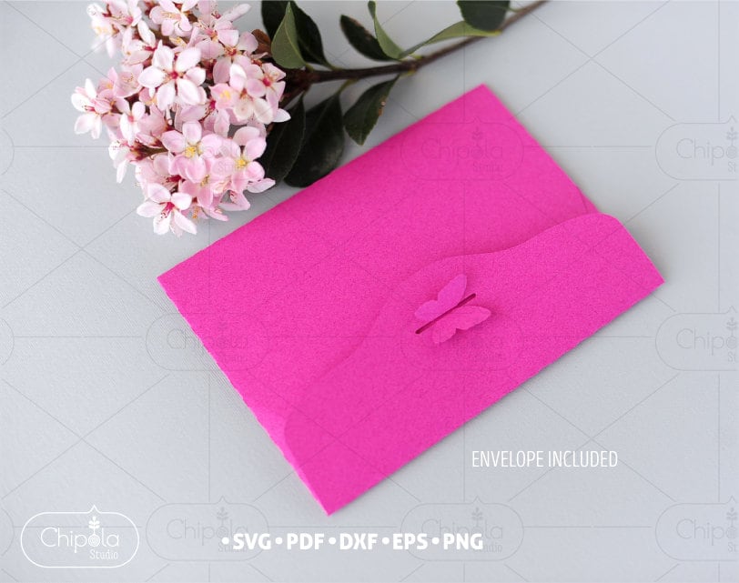 Butterfly Card With Envelope SVG Template, Butterflies Card Cut File ...