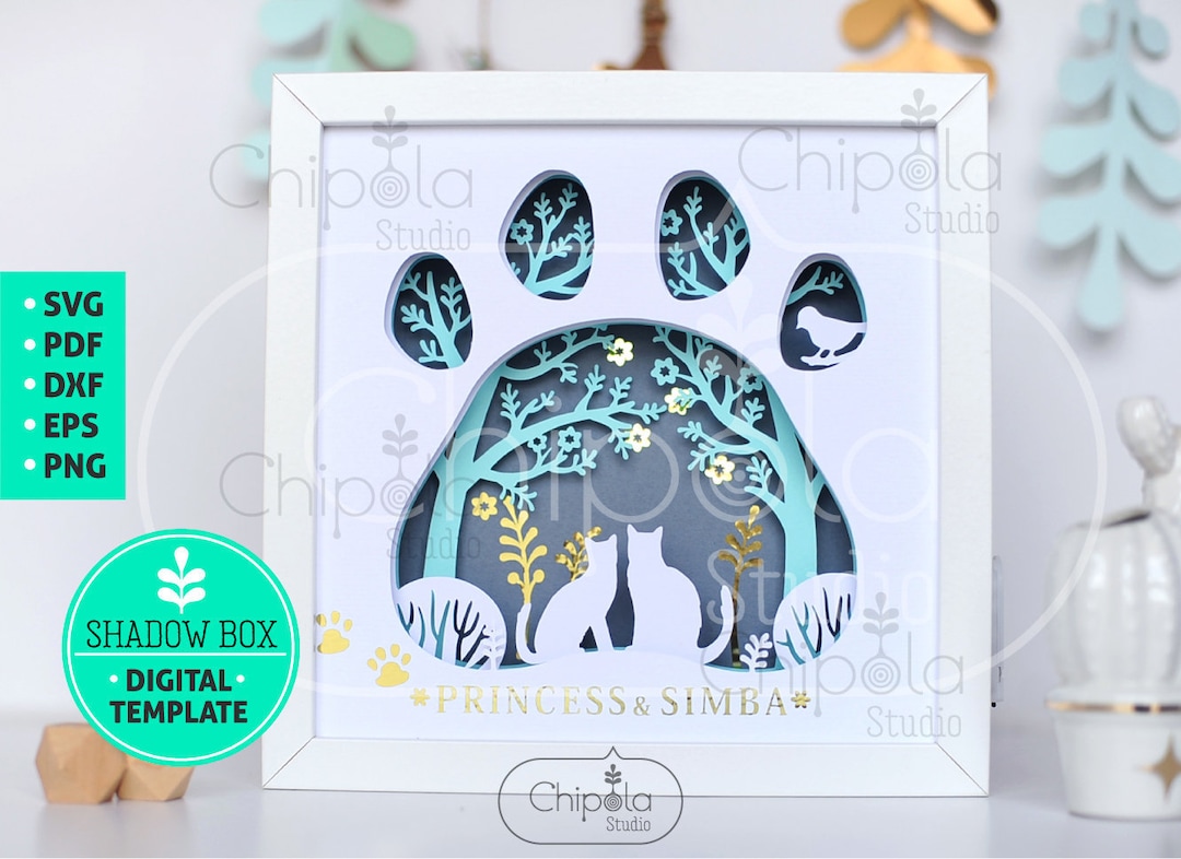2,3,4 Cats Paw Shadow Box SVG, 3d Papercut SVG, Layered Paper Art ...